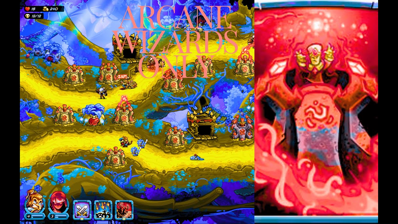 Kingdom Rush Alliance lvl 4 Arcande Wizards ONLY - YouTube