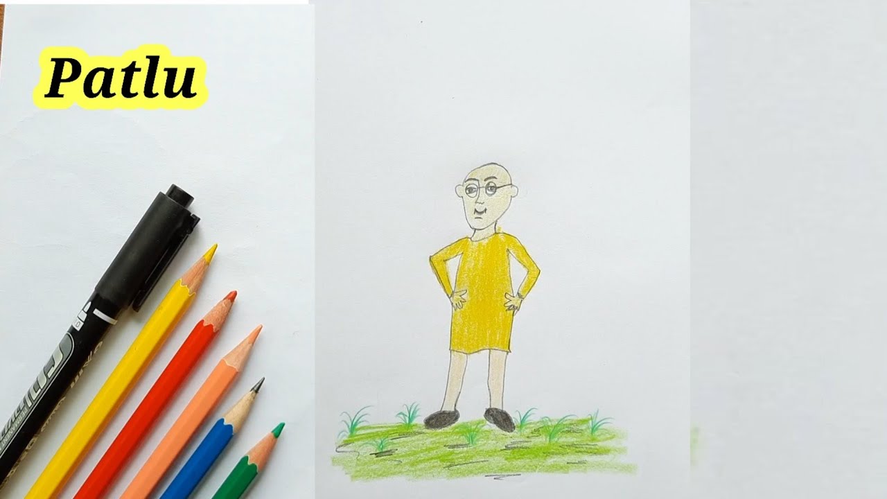 how to draw Patlu easy form Motu Patlu //pencil sketch #193 - YouTube