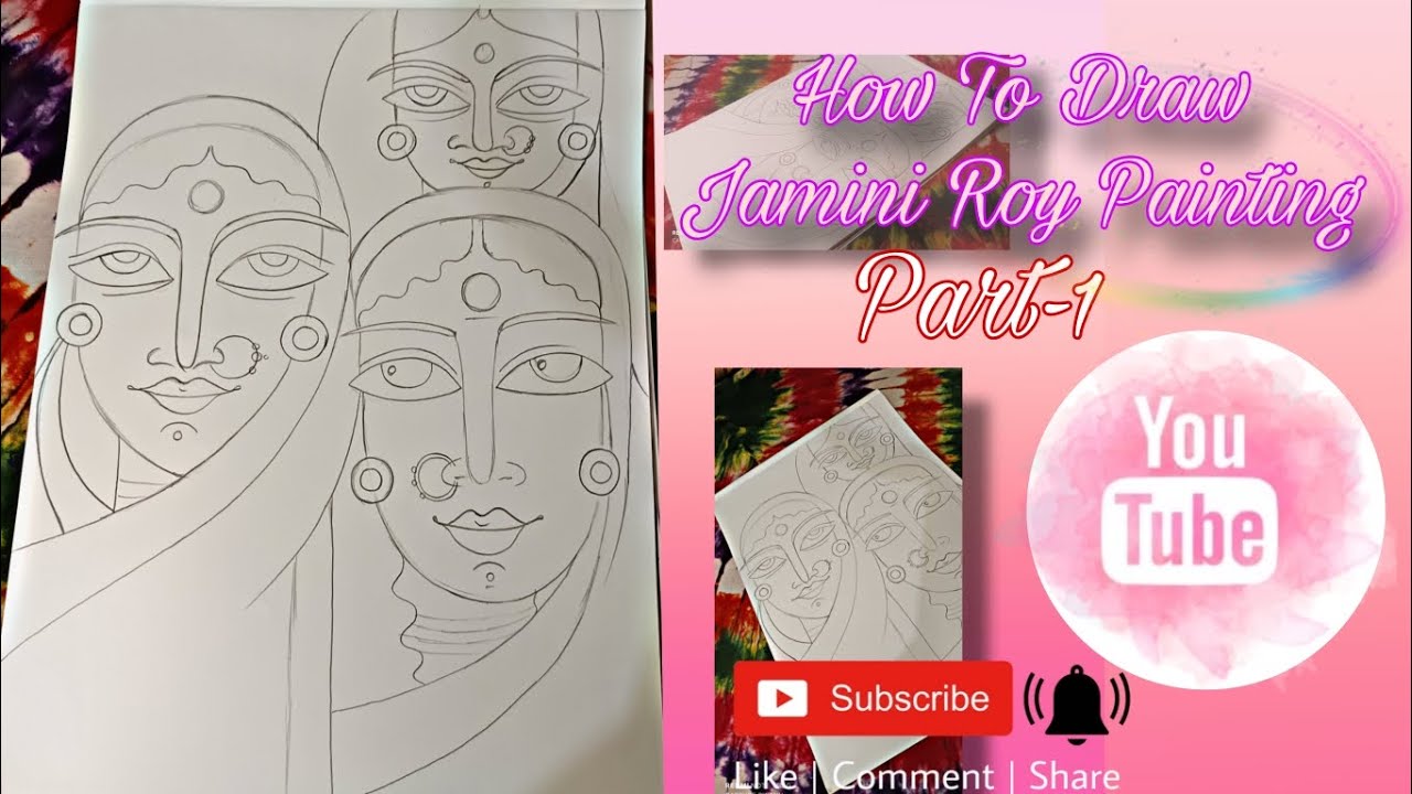 Jamini Roy Painting🎨 Folk Art || How To Draw Jamini Roy Painting ...