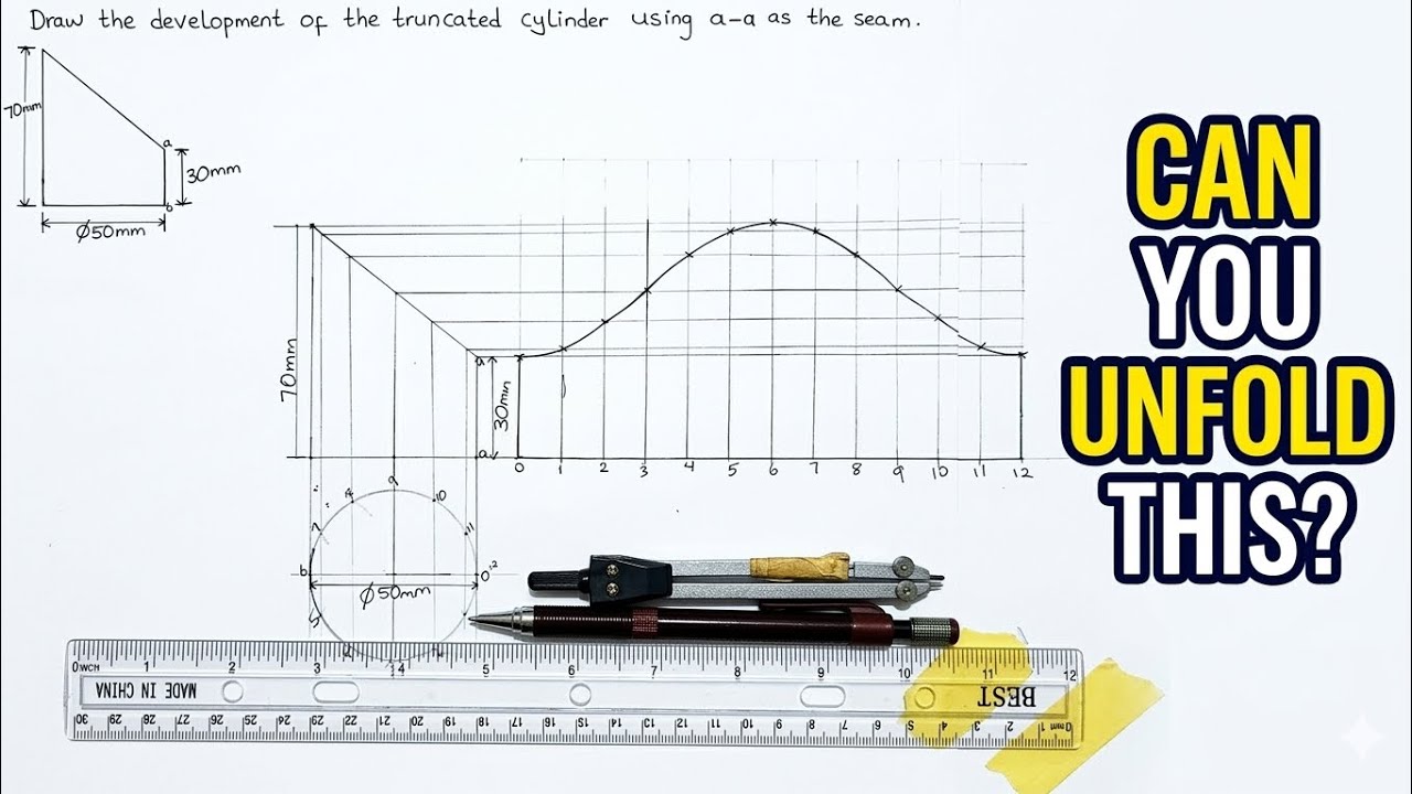 Development of a Truncated Cylinder (Technical Drawing): Engineering ...