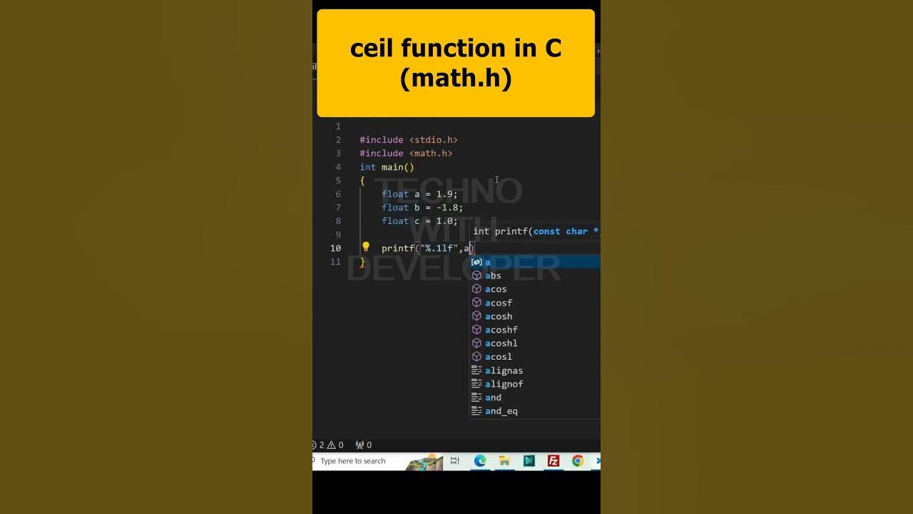 Ceil function in C Part 189 | C Programming #programmingtips #basicprograms - YouTube