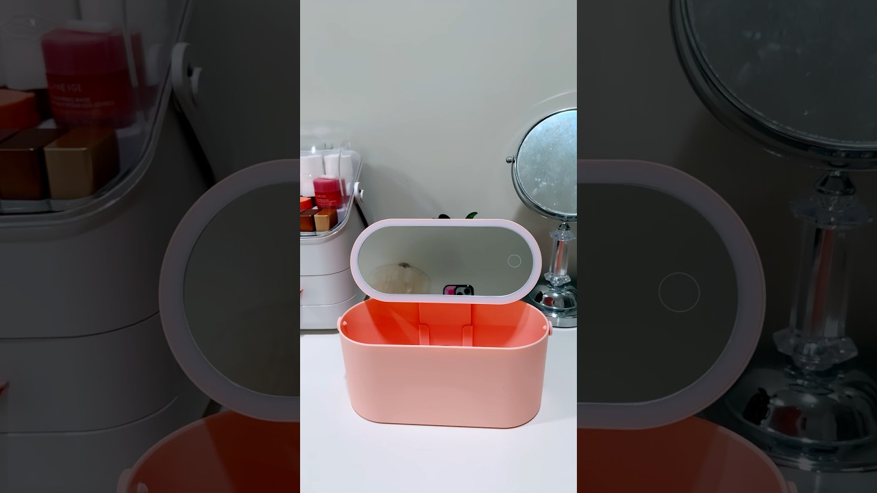 New beauty storage case + led mirror!! 🌟🛍️🌊🌸🪞#preppy #viral #blowup # ...
