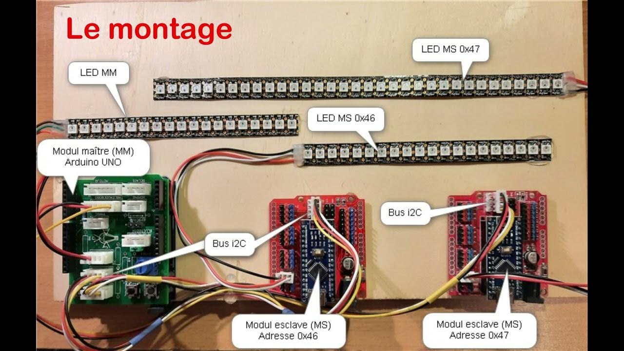 Vixen Lights avec LED WS2812. réparties sur plusieurs Arduino via un bus i2C. - YouTube