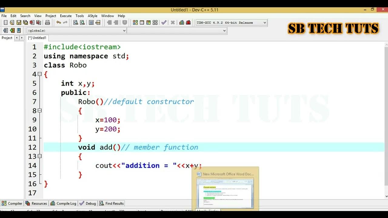 Default Constructor In C C Practicals Constructor Youtube