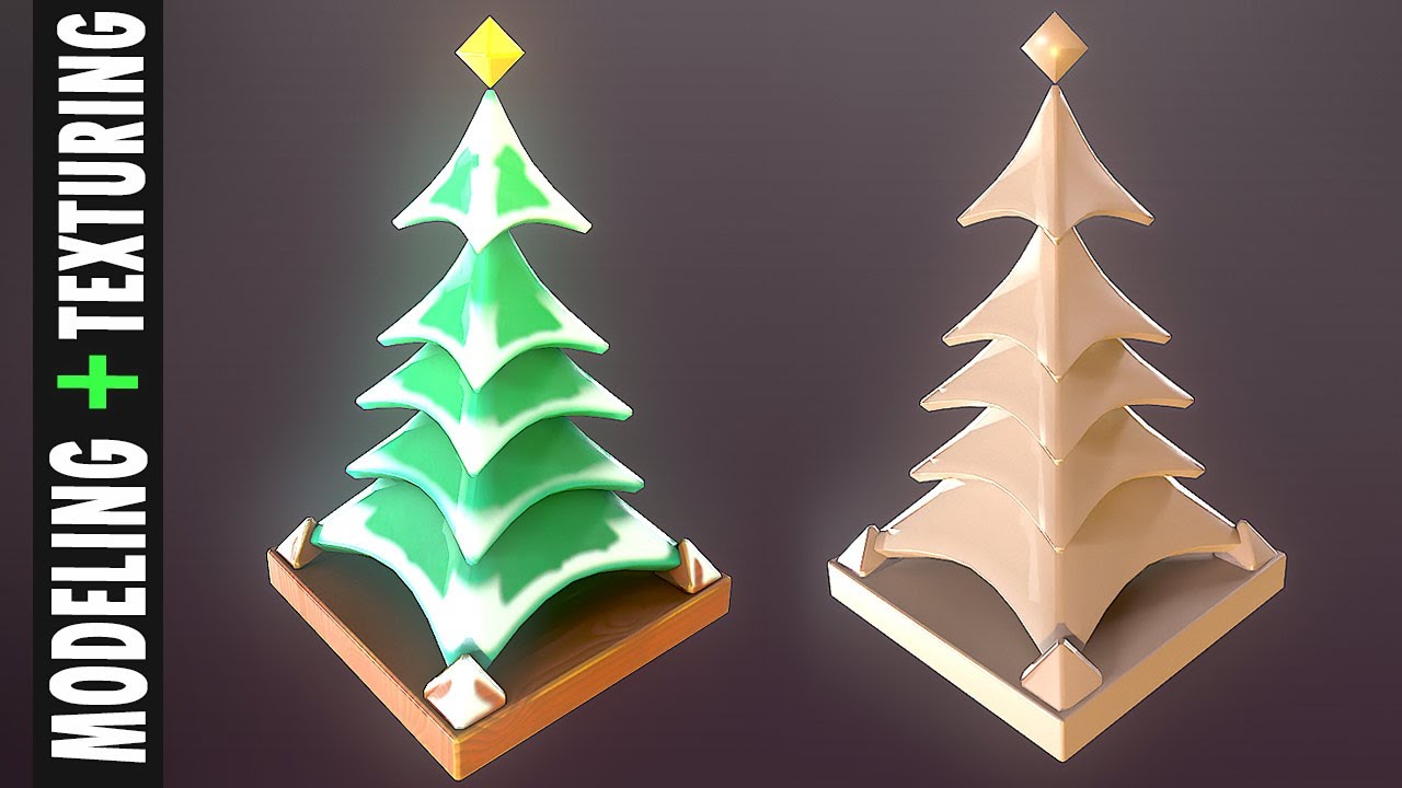 Modeling and Texturing a stylized Christmas Tree in Maya and Substance ...