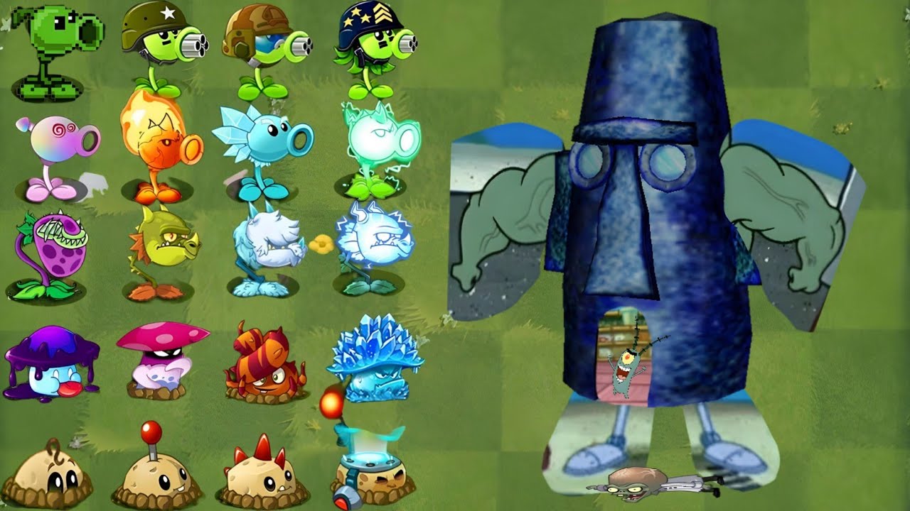 Spongebob Zomboss Vs. 30 Random Plants with Power Up / Plants Vs ...
