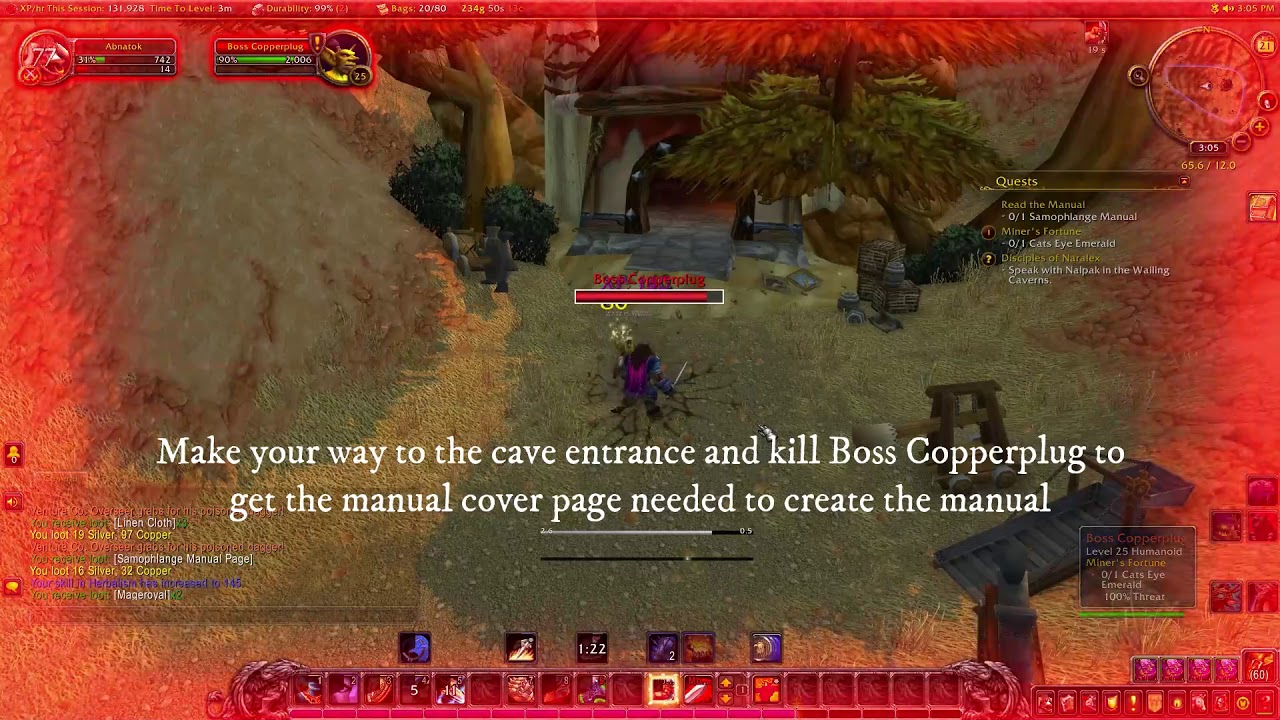 World of Warcraft - Northern Barrens Quest - Read the Manual - YouTube