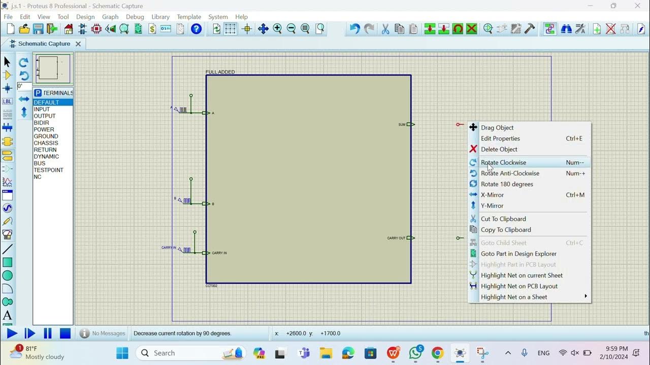 FULL ADDER CIRCUIT- USING SUB CIRCUIT MODE - YouTube