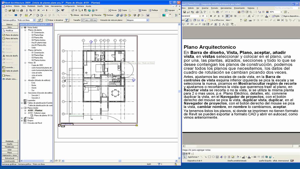 en revit Español proyecto aprobado Plano Arquitectónico 5º de 6 videos ...