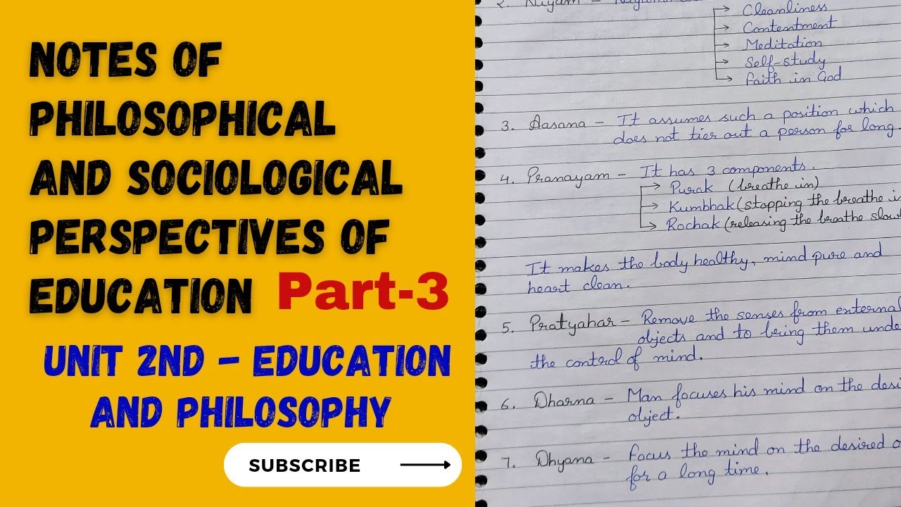 Notes of Yoga Philosophy| B.Ed 1st Year Notes| What is Ashtanga Yoga ...