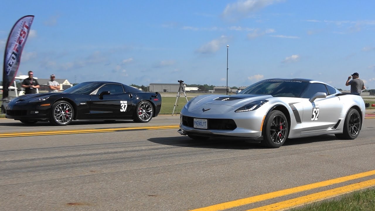 Corvette Wars: C7 vs C6 in 1/2 Mile Drag Race - YouTube
