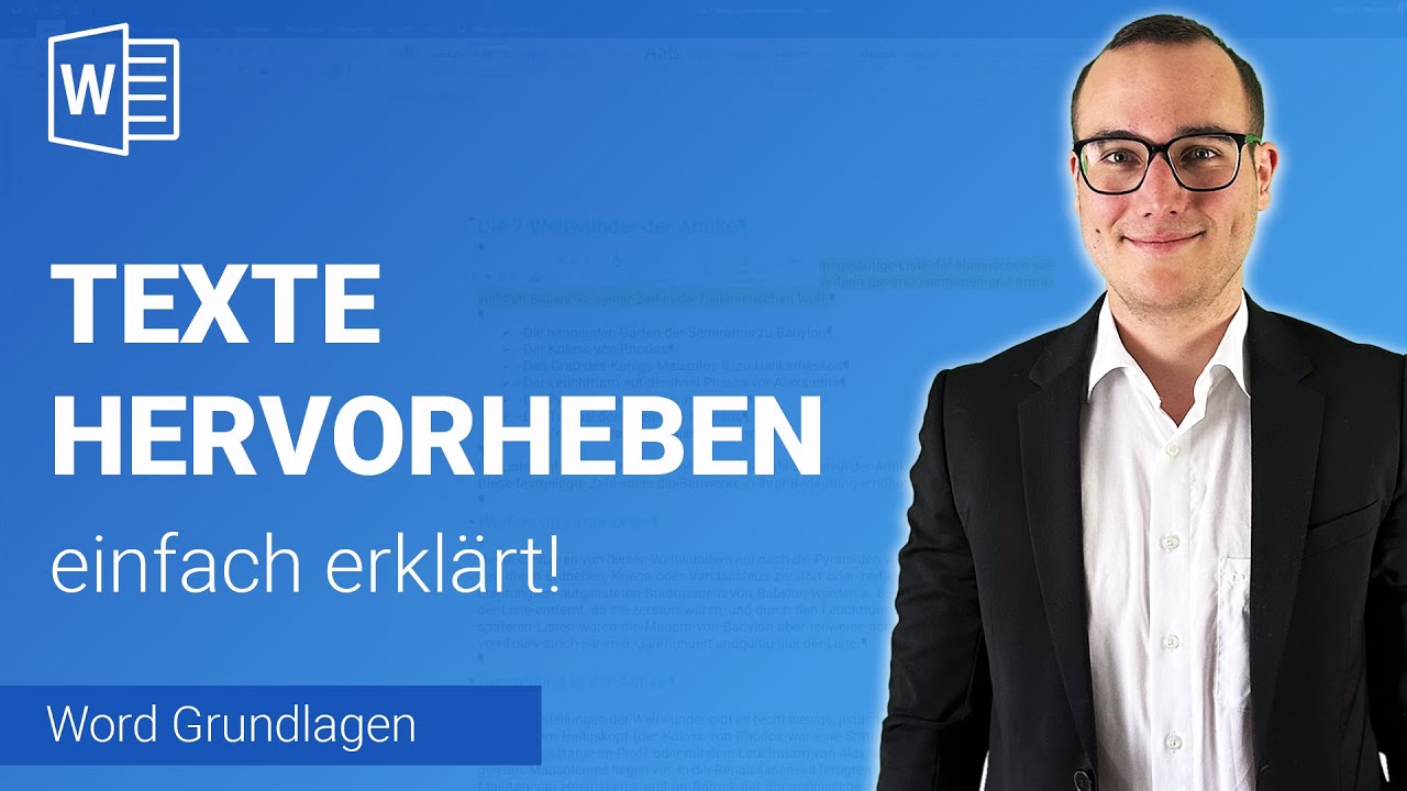TEXTELEMENTE HERVORHEBEN einfach erklärt | Lerne Microsoft Word - YouTube