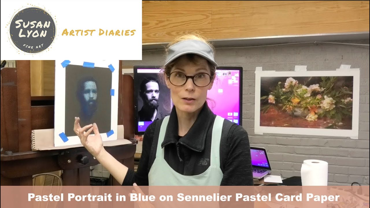Pastel Portrait in Blue on Sennelier Pastel Card Paper - YouTube