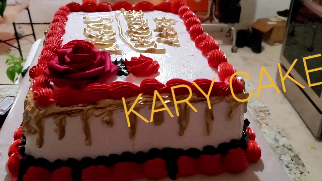 pastel rectangular con rosas rojas - YouTube