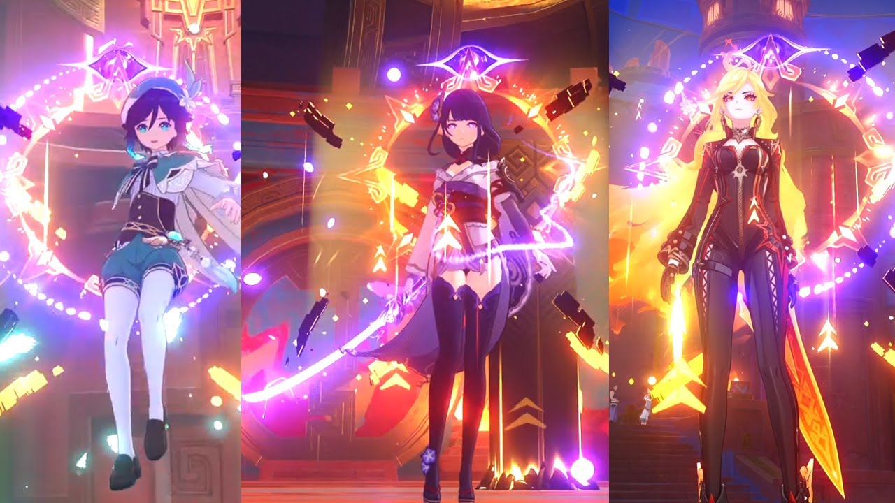 All Archons At Their Peak (Mavuika's & Raiden's Ring + Zhongli's Shield ...