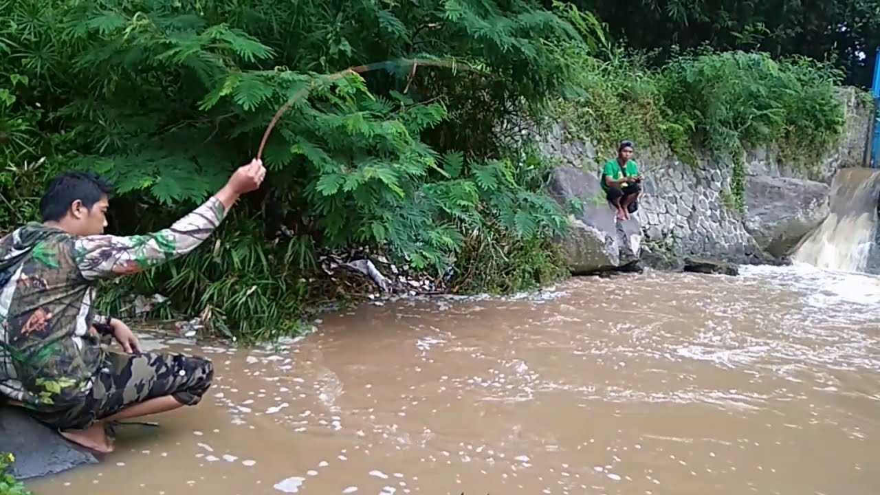 NEKAT MANCING WADER PAS LAGI BANJIR - YouTube