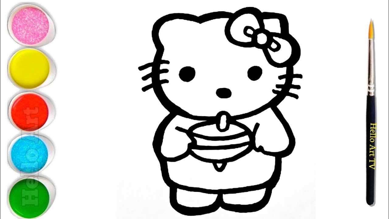 Hello Kitty with Spinning Drawing, Painting & Coloring For Kids and ...