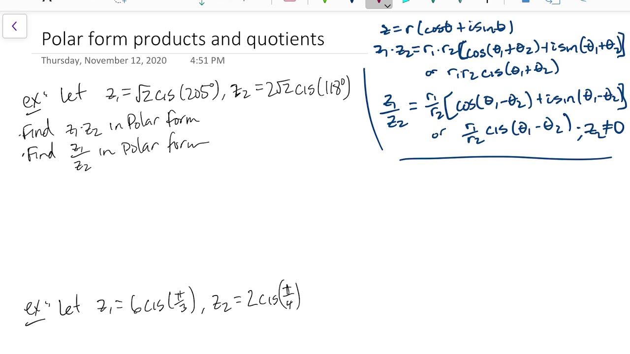 Polar form- products and quotients - YouTube