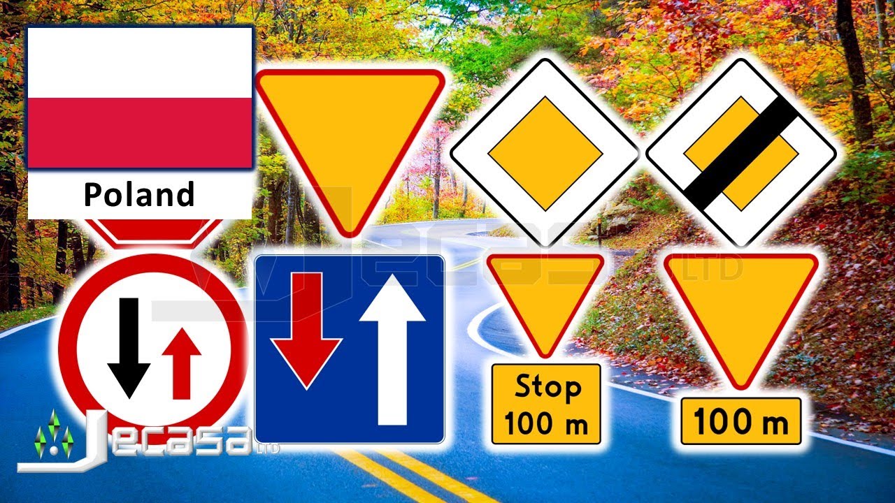 Priority Traffic-Road Signs in Poland (Warsaw, Kraków, Łódź, Wrocław ...