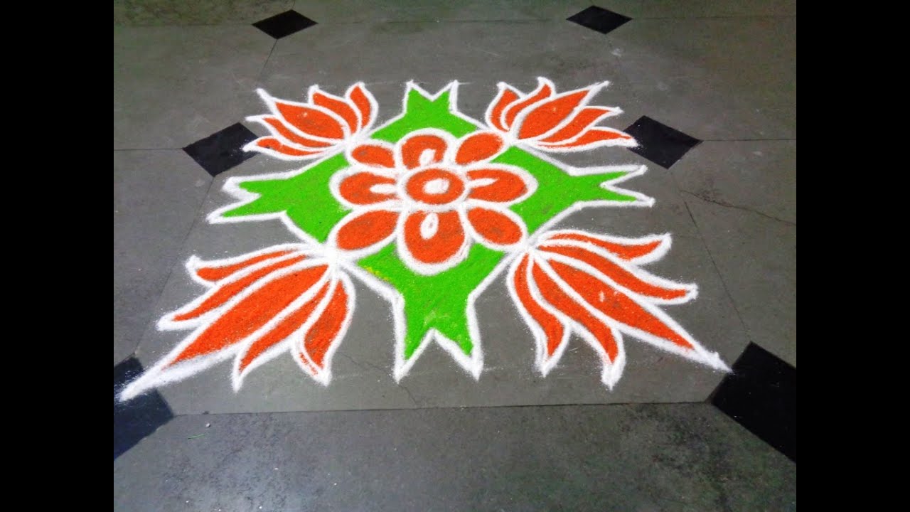 8 - 8 dots rangoli design - YouTube
