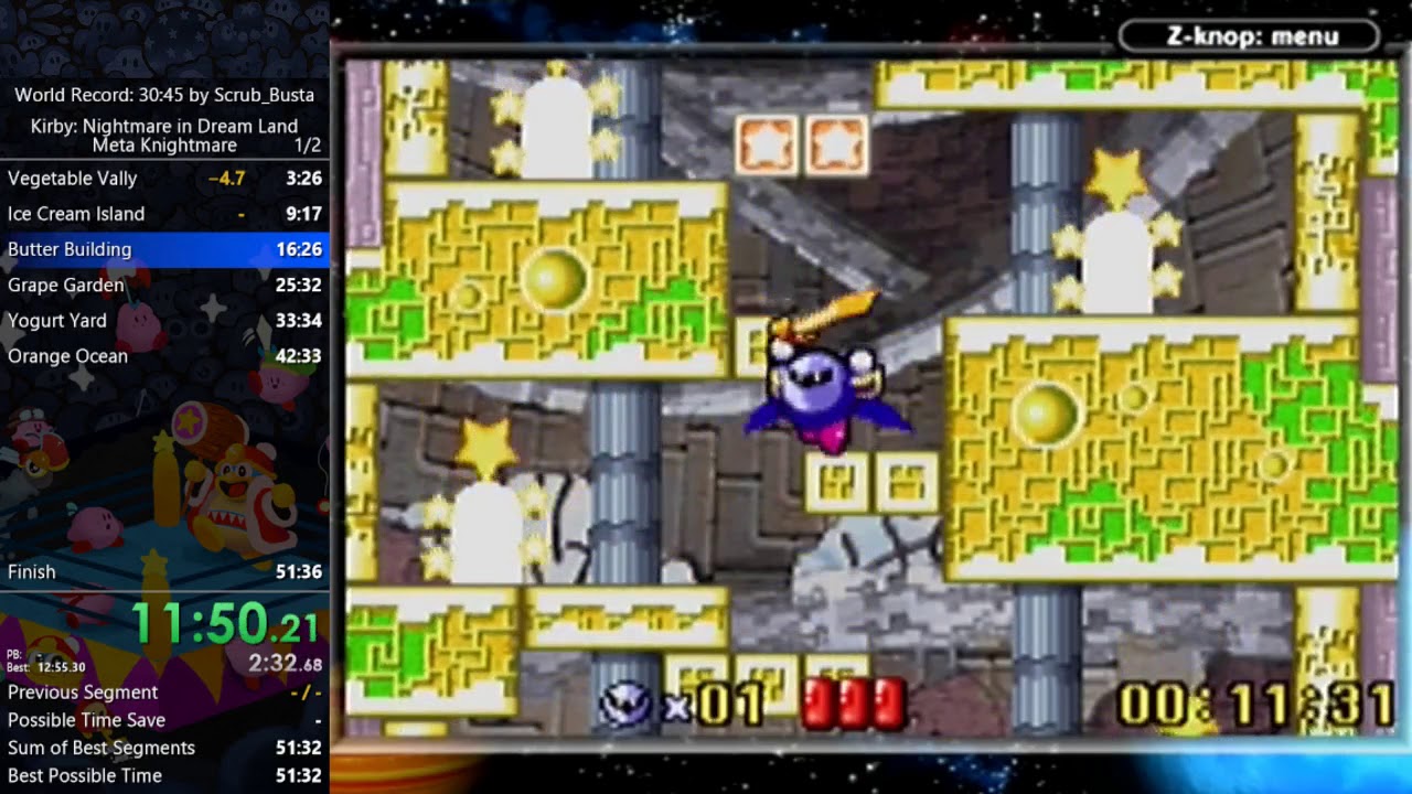 Kirby: Nightmare in Dream Land Meta Knightmare speedrun in 46:15 IGT ...