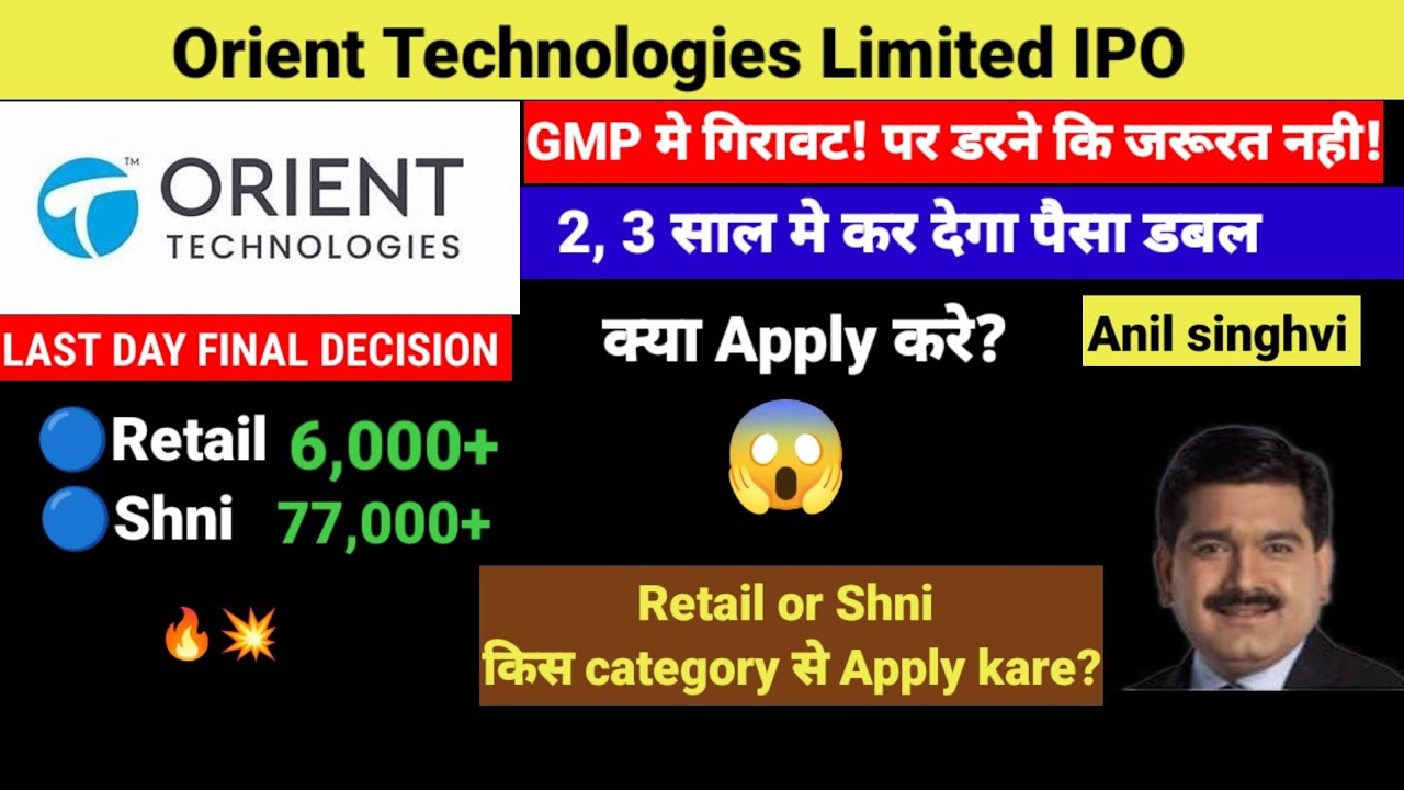 Orient Technologies IPO FINAL DECISION BY ANIL SINGHVI &EXPERTS|LIVE ...