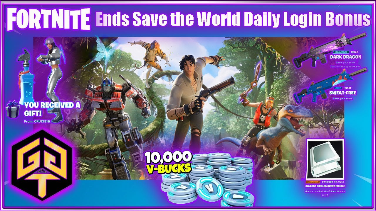 Fortnite Ends Free 10,000 V-Bucks Daily Login Founders Reward Bonus STW ...