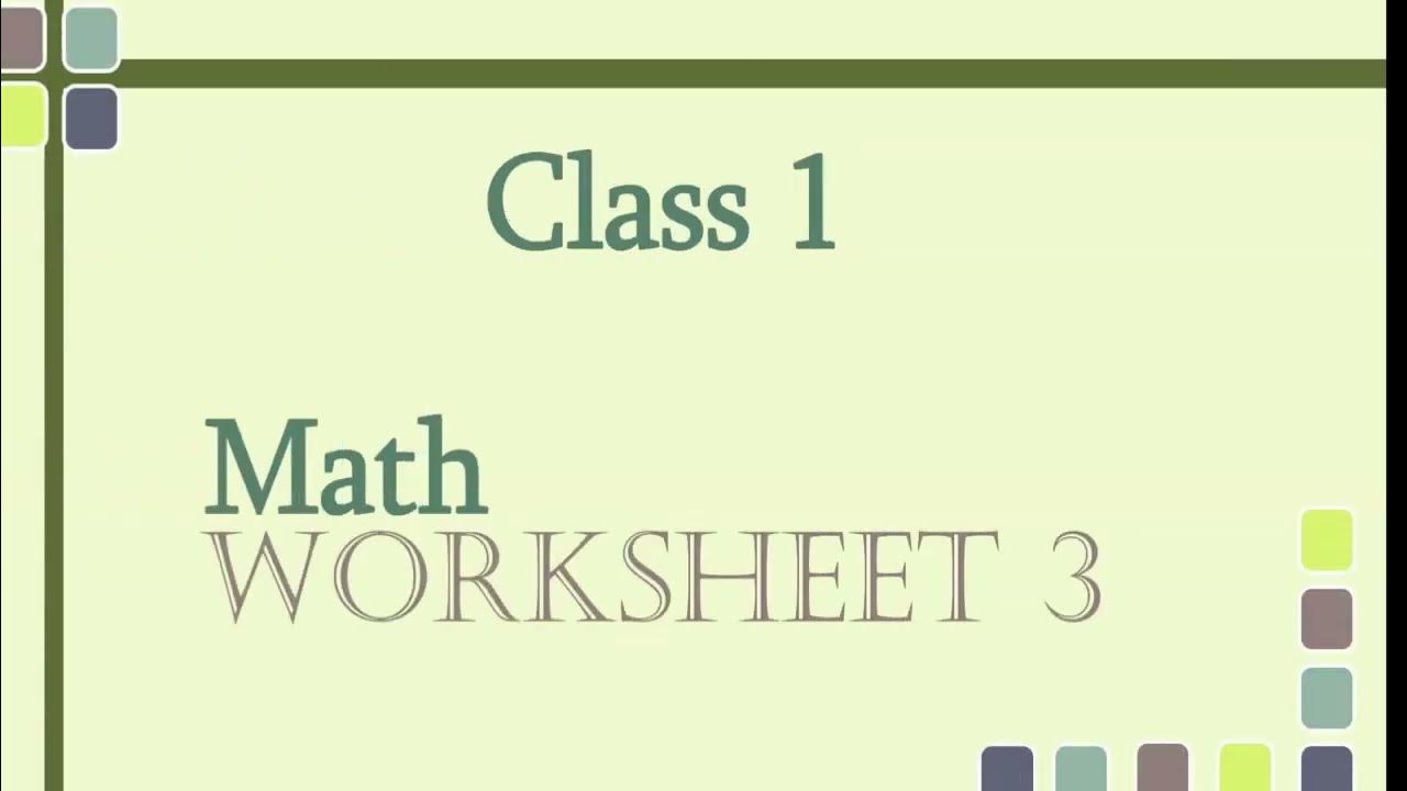 Class 1 Math Worksheet 3| Practice Worksheet | Questions Part 3 with ...
