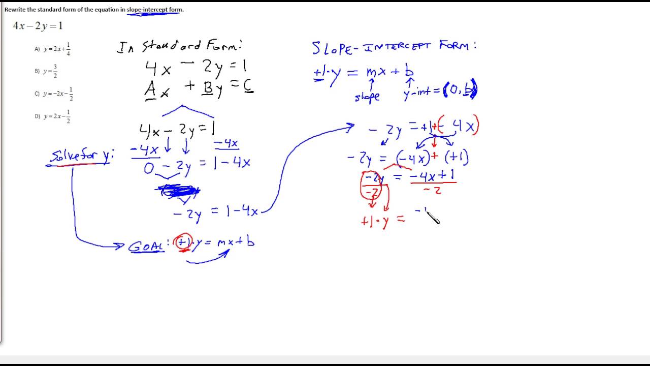 Rewrite Standard Form Linear Equation Into Slope Intercept Form YouTube