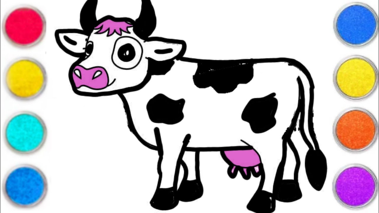 cow Drawing for kids and toddlers || cow Drawing and colouring || cow ...