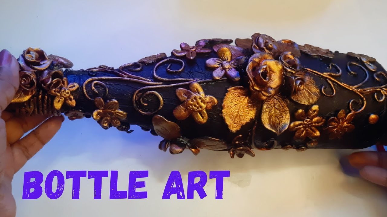 GLASS BOTTLE CRAFT || WASTE BOTTLE IDEAS || ART DECOR DIY - YouTube