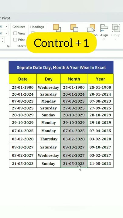 How To Separate Date Day, Month & Year In Excel ☑️😲#excelshorts #exceltech #chartinexcel # ...