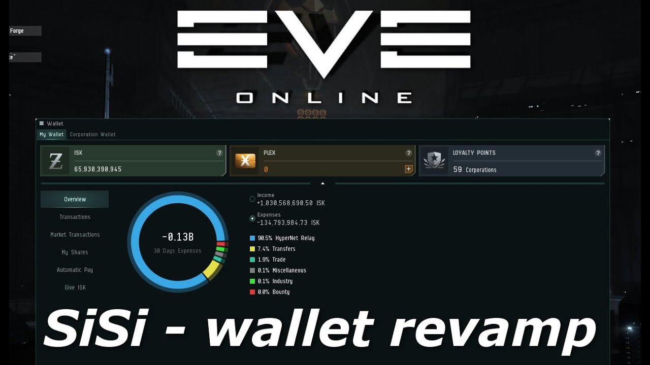 EVE Online - SiSi - wallet revamp - YouTube