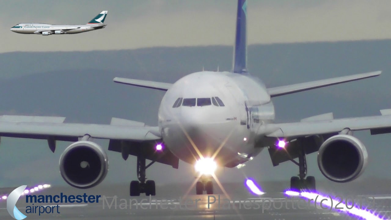 (HD) Extreme Head On Plane Spotting At Manchester Airport At The End Of ...