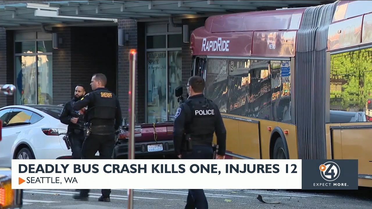 Bus crash kills one, injures 12 in Seattle - YouTube