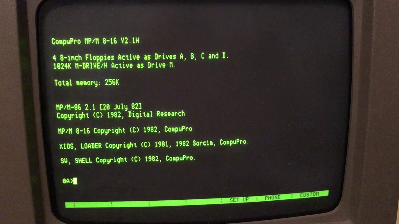 MP/M 8-16 running on a CompuPro System 8/16 S100 computer - YouTube