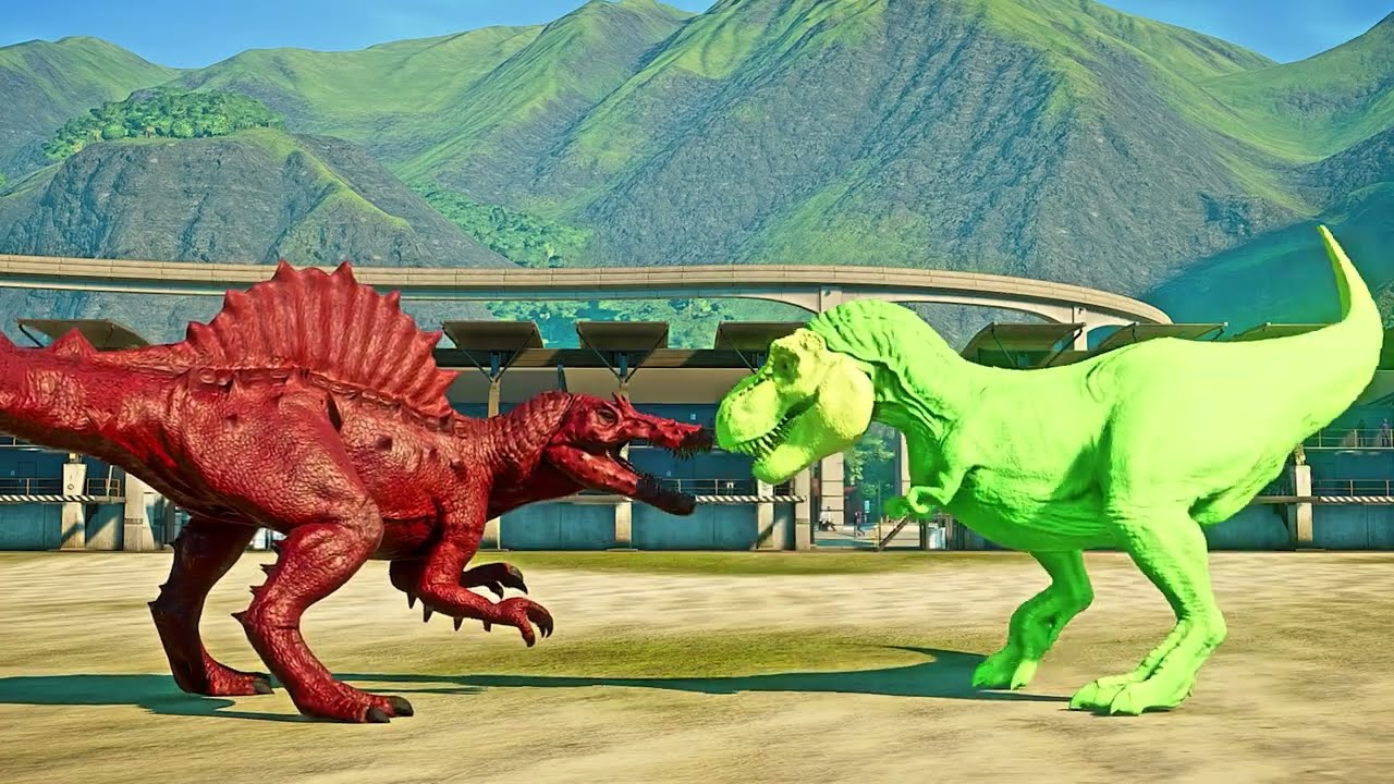 Green Tyrannosaurus Rex - VS Batman Indoraptor, Monster Spinosaurus ...