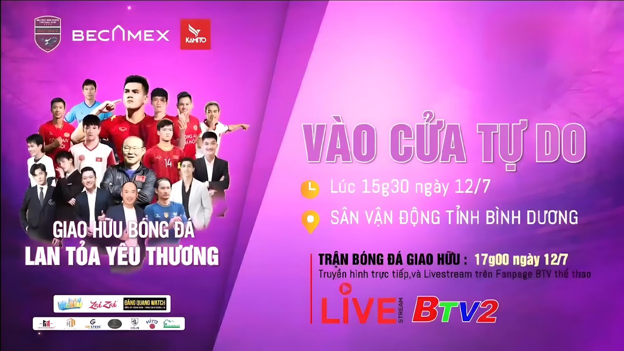 BTV2 Bình Dương HD - Teaser Giao hữu bóng đá, lan tỏa yêu thương (10/07 ...