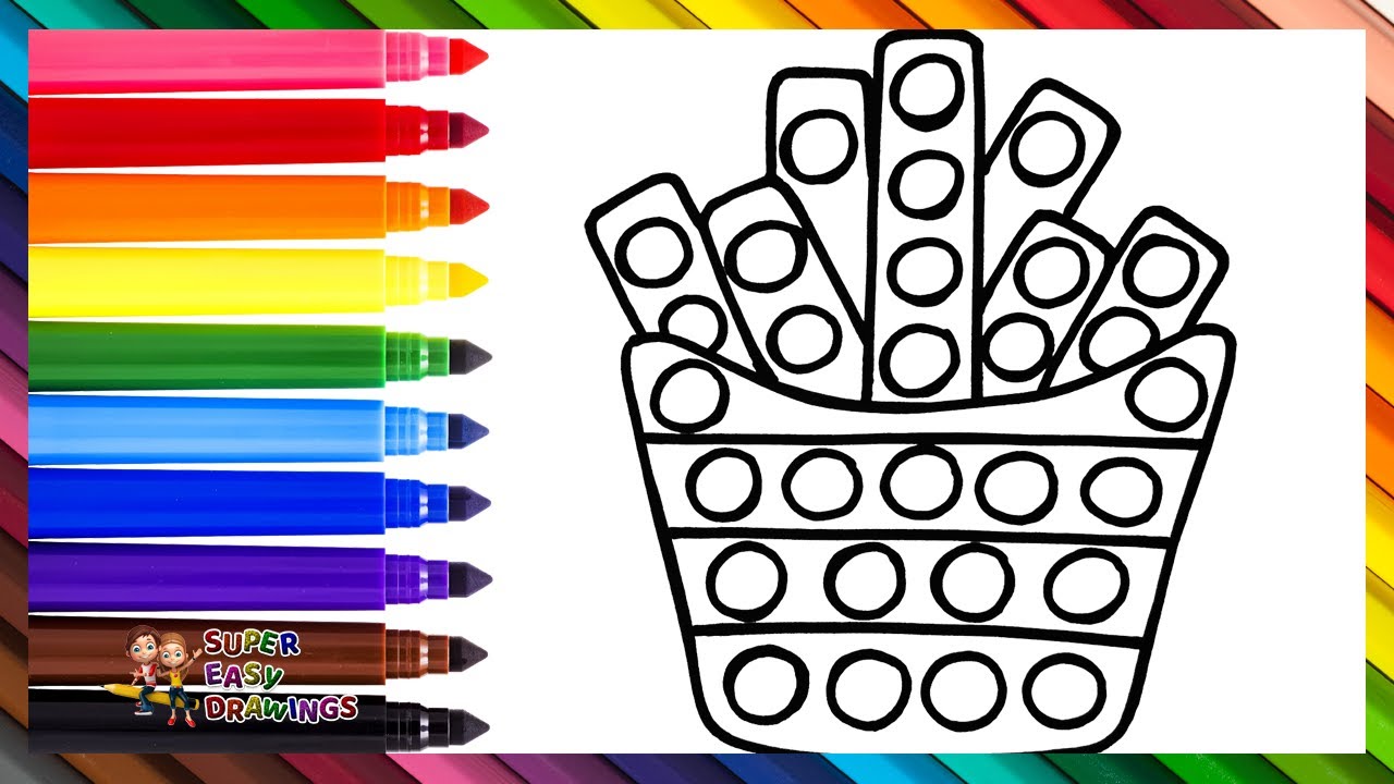 Draw and Color a French Fries POP IT 🍟🌈 Drawings for Kids - YouTube