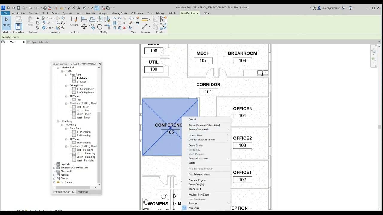 Revit 2023 MEP Deleting Spaces - YouTube