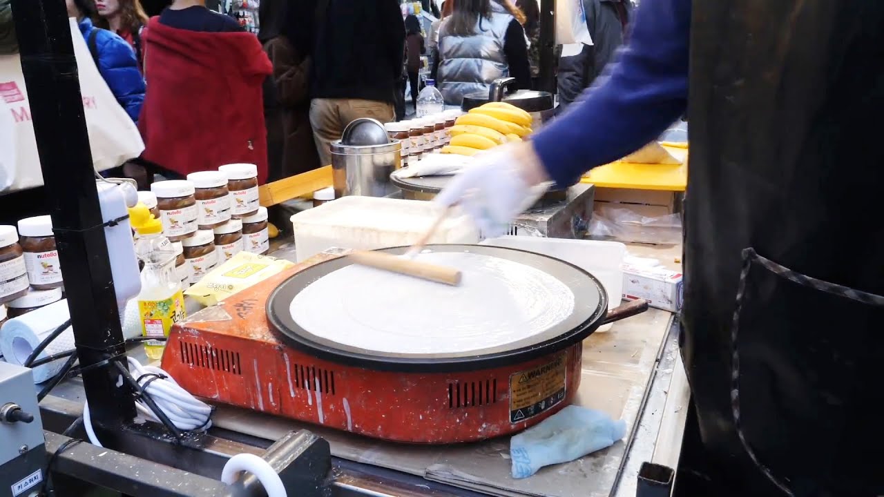 Instantly baked pancakes - nutella banana crepe / korean street food ...