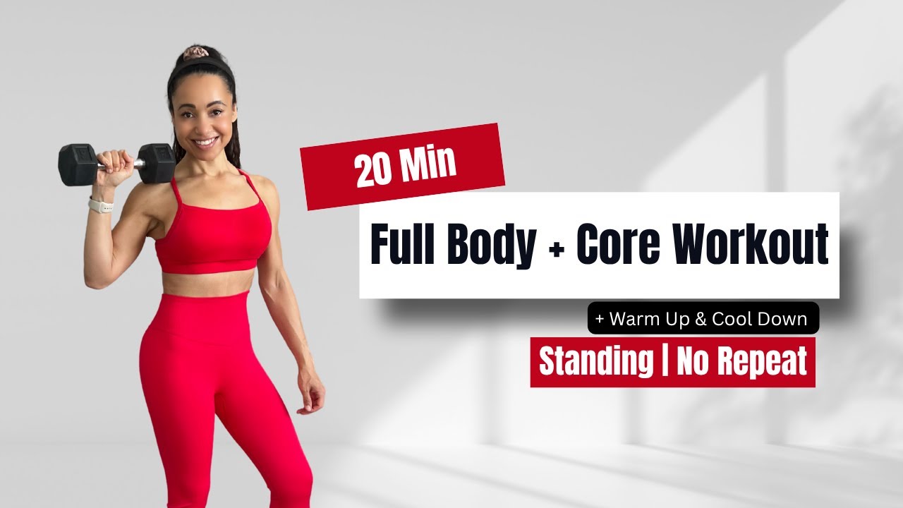 25 min STANDING FULL BODY (Lower & Upper Body+ Core & Abs) DUMBBELL ...