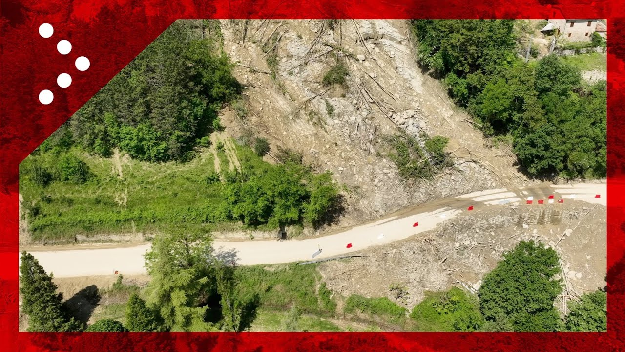 Modigliana, frana su Strada provinciale 20: il crollo visto dal drone ...