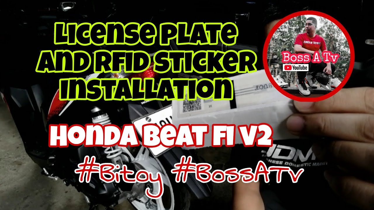 TAMANG PAGKAKABIT NG PLAKA AT LTO RFID STICKER | HONDA BEAT FI V2 ...