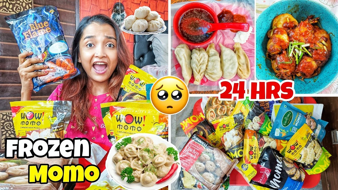 I ate FROZEN MOMO for 24 Hours Challenge - Eating only Ready To Eat ...