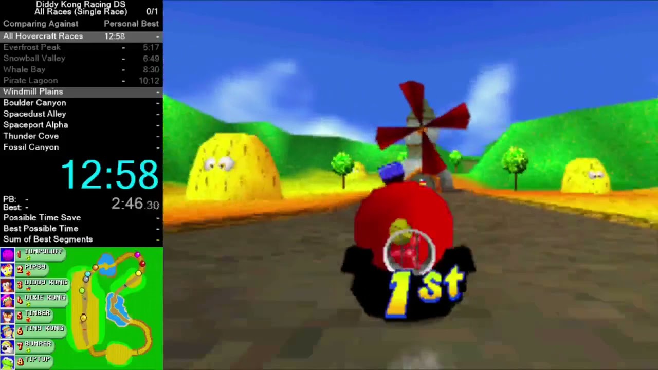 Diddy Kong Racing DS "All Races (Single Race)" speedrun in 1:59:42 ...