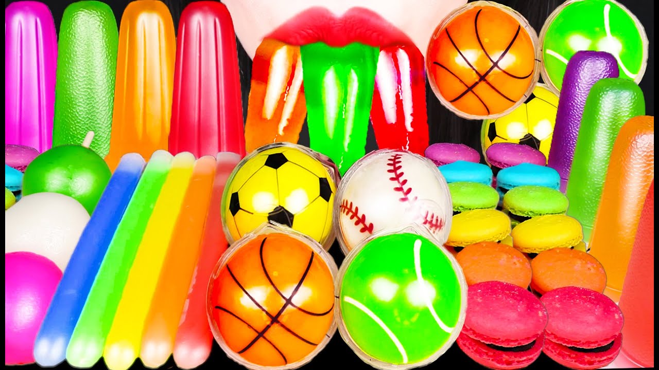 ASMR RAINBOW FOODS BASKETBALL GUMMY 농구공 젤리 먹방 MUKBANG - YouTube