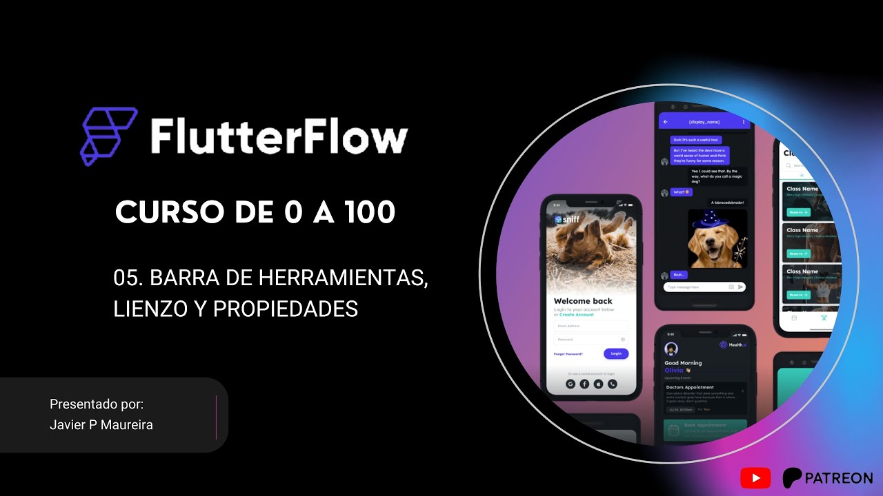 05. Barra de Herramientas, Lienzo y Propiedades - Curso FlutterFlow de 0 a 100 en Español. - YouTube