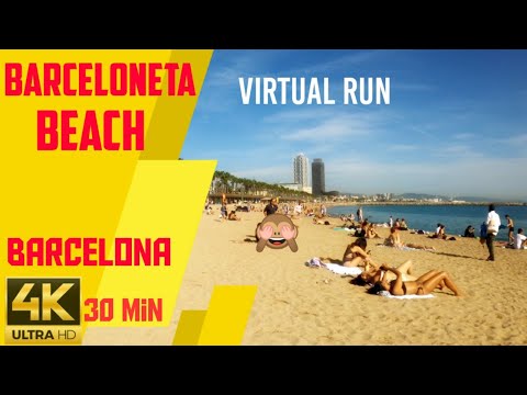 🏖️😎RUN AT THE BEACH | Virtual Run in Barceloneta Beach, Barcelona, Spain | Treadmill video #021
