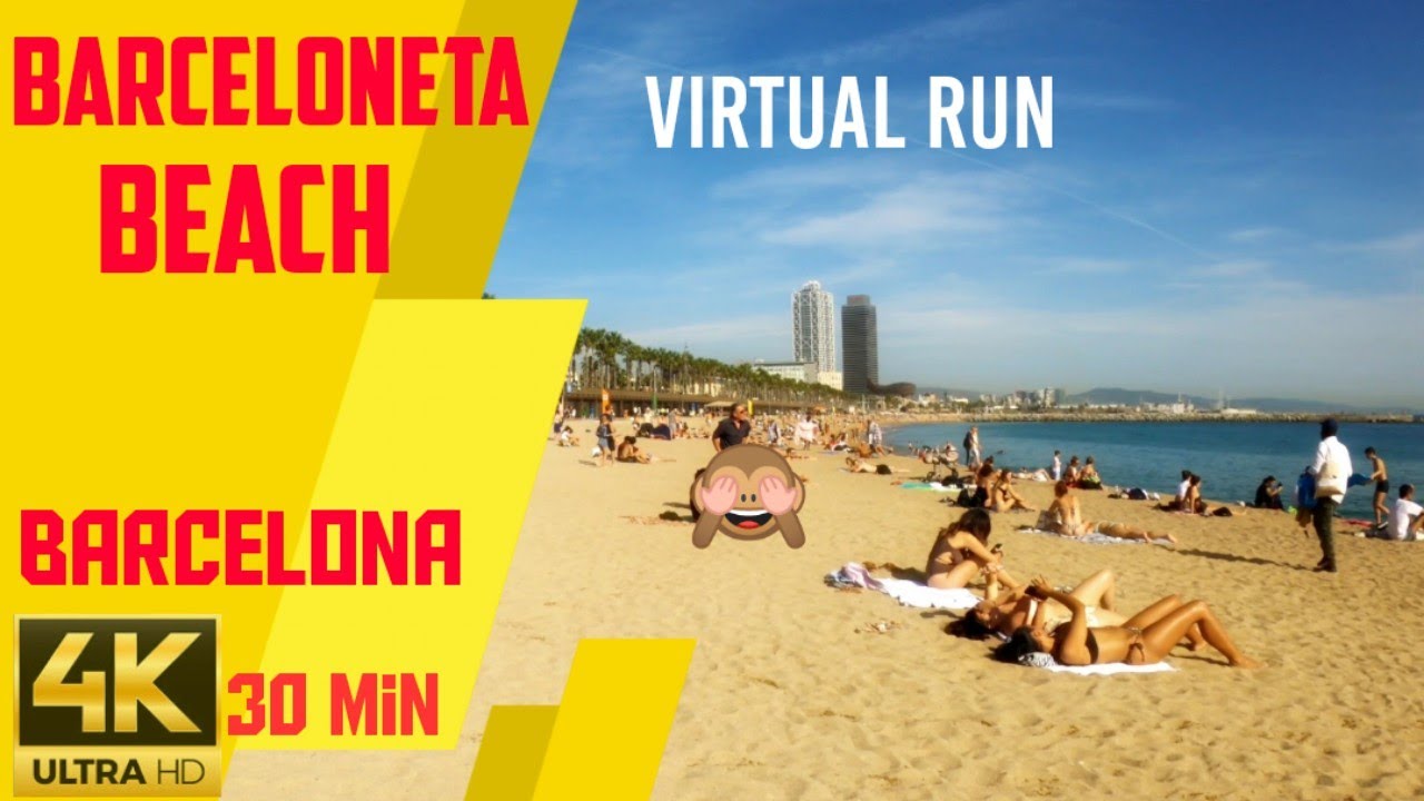 🏖️😎RUN AT THE BEACH | Virtual Run in Barceloneta Beach, Barcelona ...